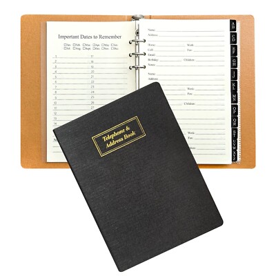 Refillable Address Book with Alphabetical Tabs, w/Pockets, 648 Large ...