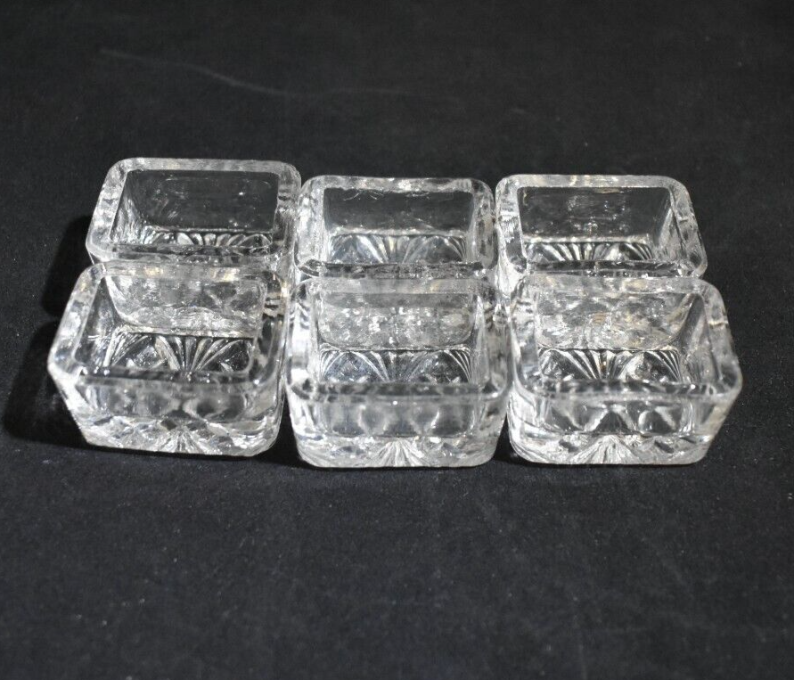 Set of 6 - Open Salt Cellars Wells - Cut Crystal Glass - Rectangle - 1 ...