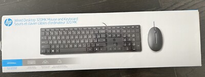 HP Wired Desktop 320MK Mouse and Keyboard- Black (9SR36UT#ABA) New ...