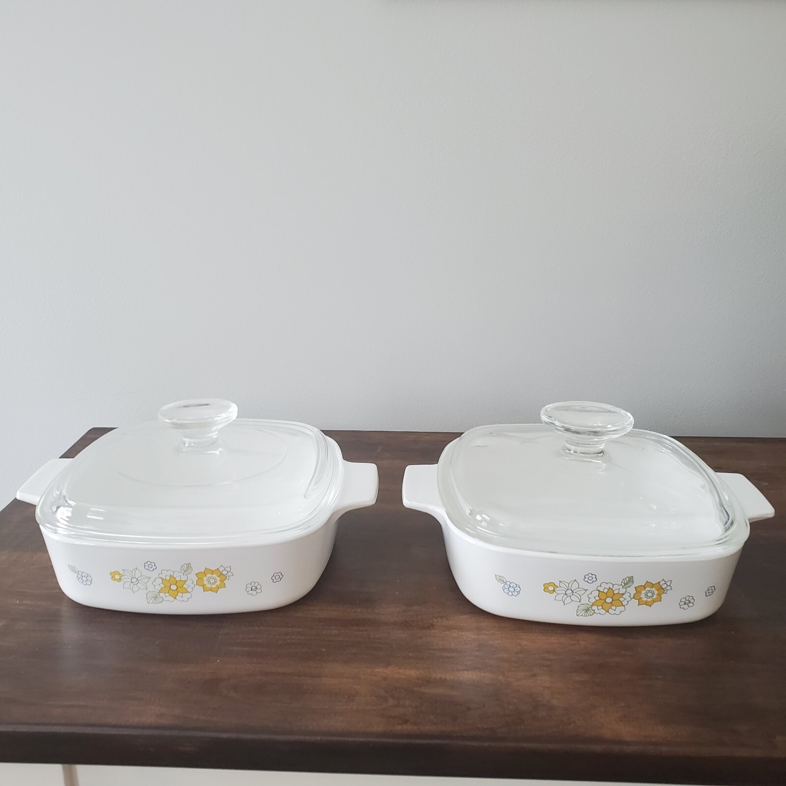 Vintage Set of 2 Corning Ware Casserole Dishes w/Lid Floral Bouquet A-1 ...