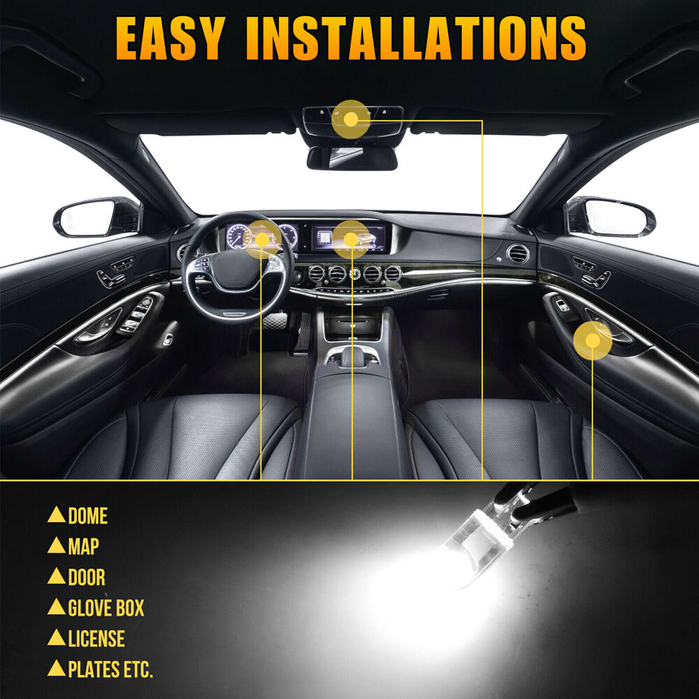 20X Super White T10 194 168 W5W 2825 LED License Plate Interior Light ...