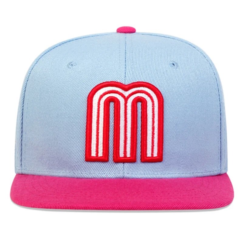 Mexico Baseball Cap Letter M With Embroidered Flag Flat Brim Snapback ...