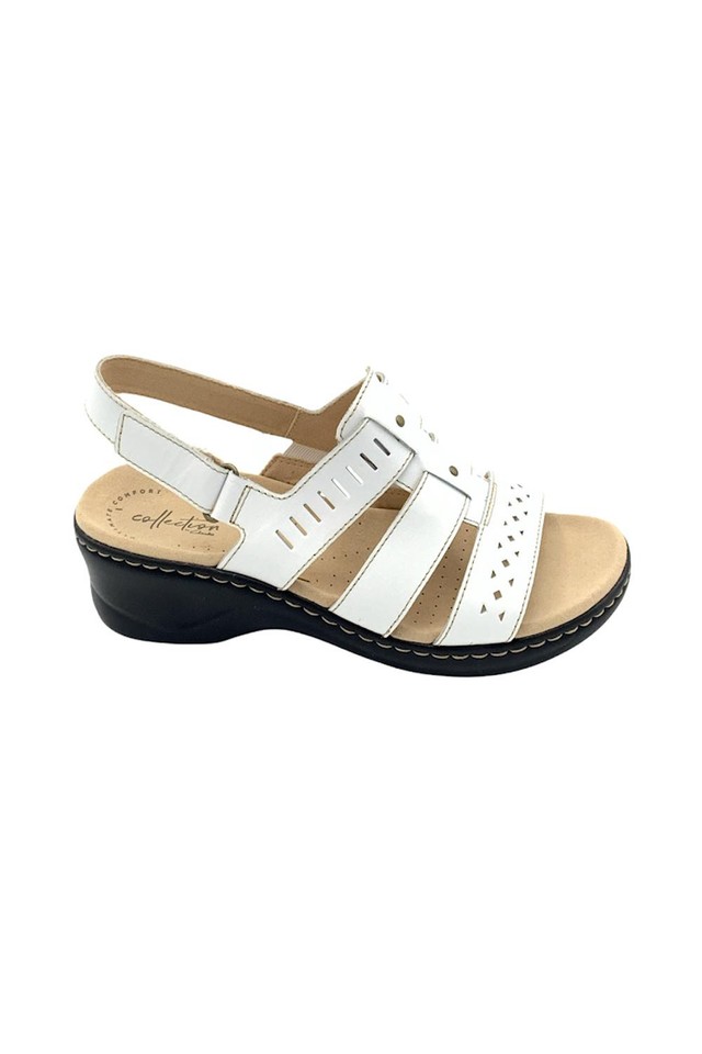 Clarks Collection Leather Cut-Out Sandals Lexi Qwin White | eBay