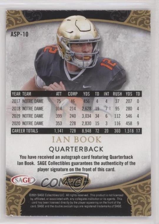 2021 Sage Aspire Red Ian Book #ASP-10 Rookie Auto RC | eBay