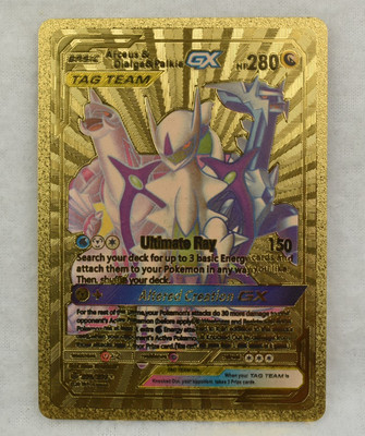 Pokemon Card Arceus & Dialga & Palkia GX Gold Toned Foil Pokemon Card ...