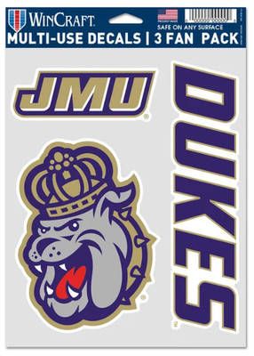 NCAA James Madison Dukes University JMU Fan Pack Set of 3 Decals ...