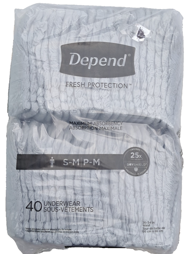 Depend Fresh Protection Men S-M 40 Count Underwear Maximum Absorbency ...
