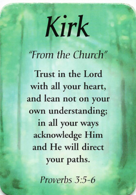 Kirk "From the Church" Keepsake Name Meaning Card with Verse | eBay