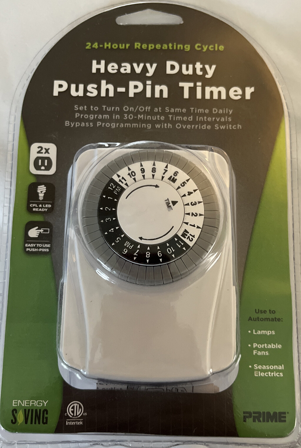 PRIME Push Pin Timer 24-Hour Indoor Heavy Duty Repeating For Home ...