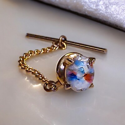 Rare Signed Vintage Swank Gold-Tone Faux Opal Glass Tie Pin | eBay