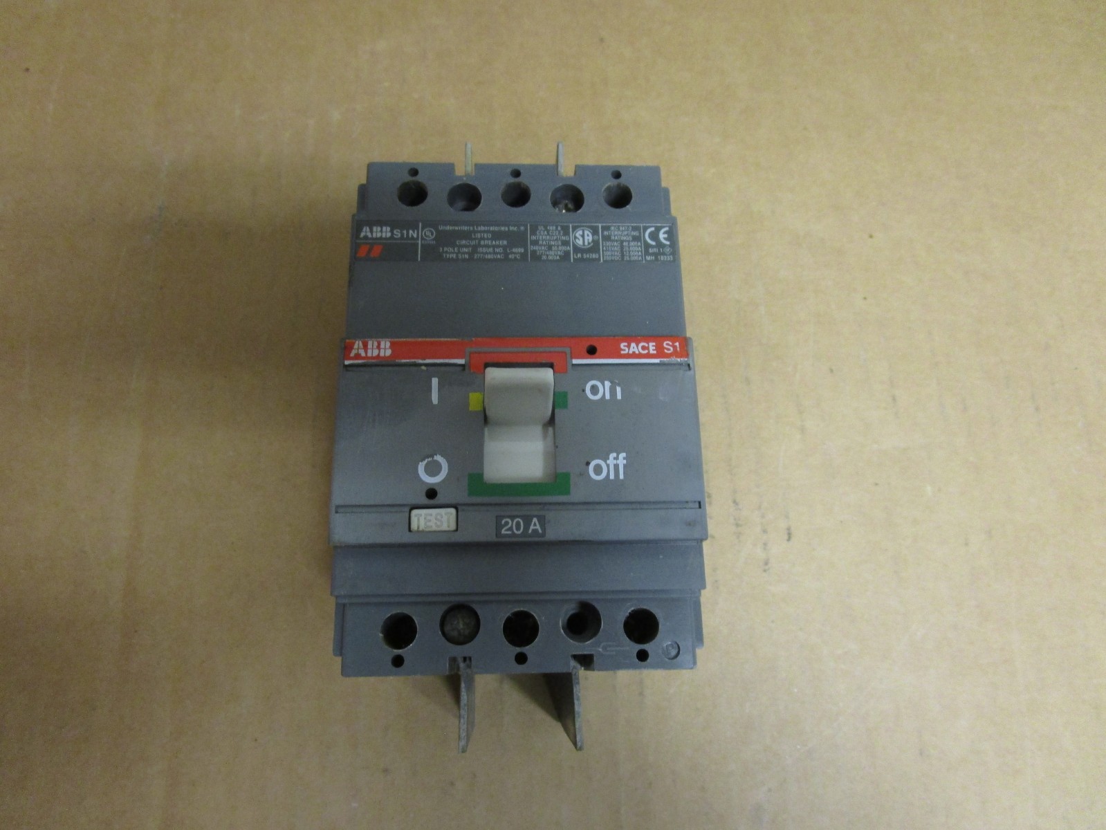 ABB SACE S1 BREAKER S1N 20A 20 AMP 277/480Vac 3 POLE | eBay