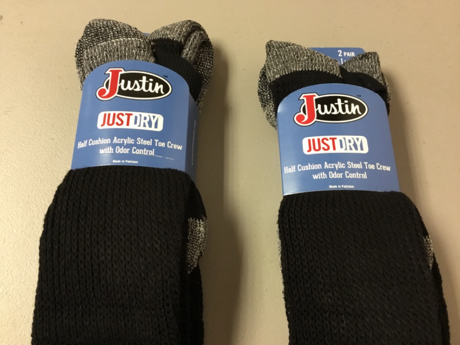 Men’s Justin JustDry Acrylic Steel Toe OTC Crew Socks 4 Pair Size L ...