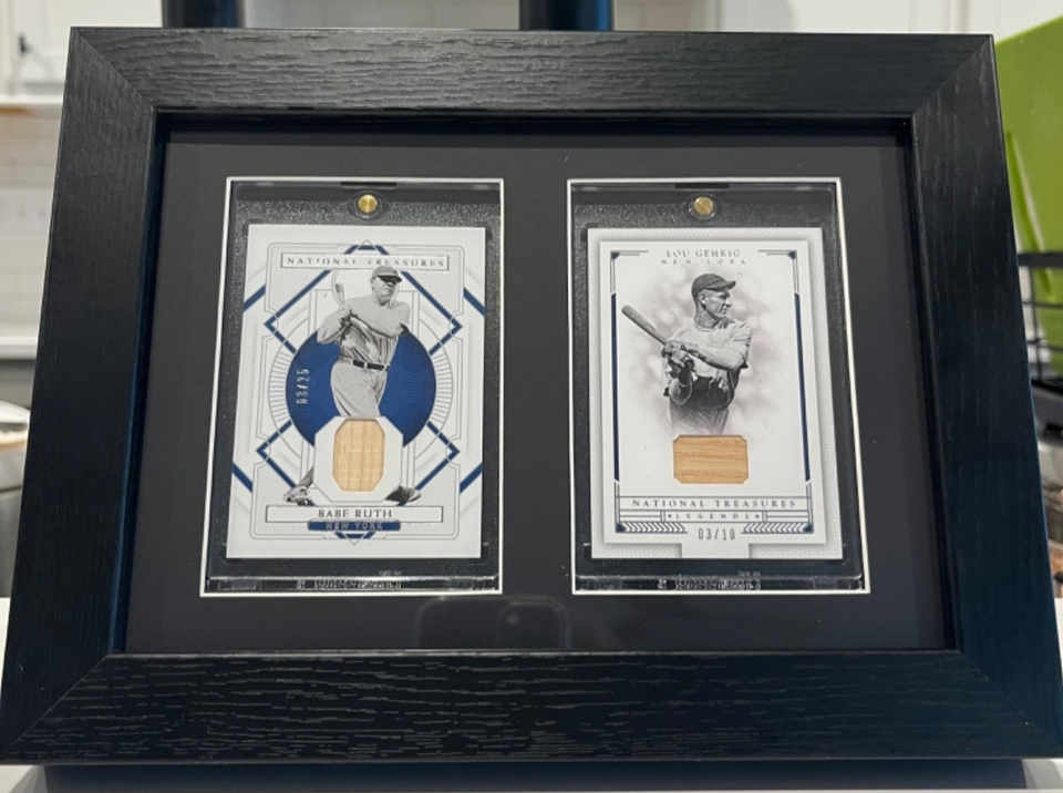 Babe Ruth and Lou Gehrig Yankees game used bat relic card dual display ...