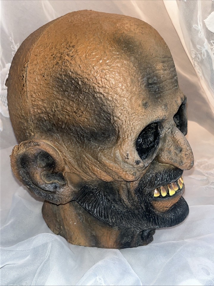 Creepy Demon Redneck Teeth Head Red Blinking Eyes Halloween Rubber Prop ...