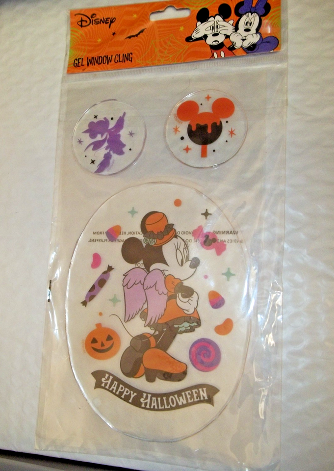 Lot of 4 Disney Halloween Window gel clings Mickey Mouse and Minnie ...