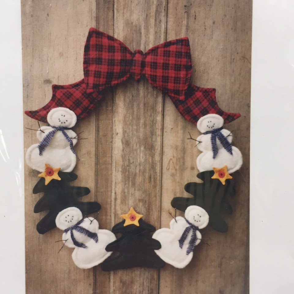 Snowman Wreath Craft Pattern 17" Fabric Wreath Snapdragon Designs | eBay