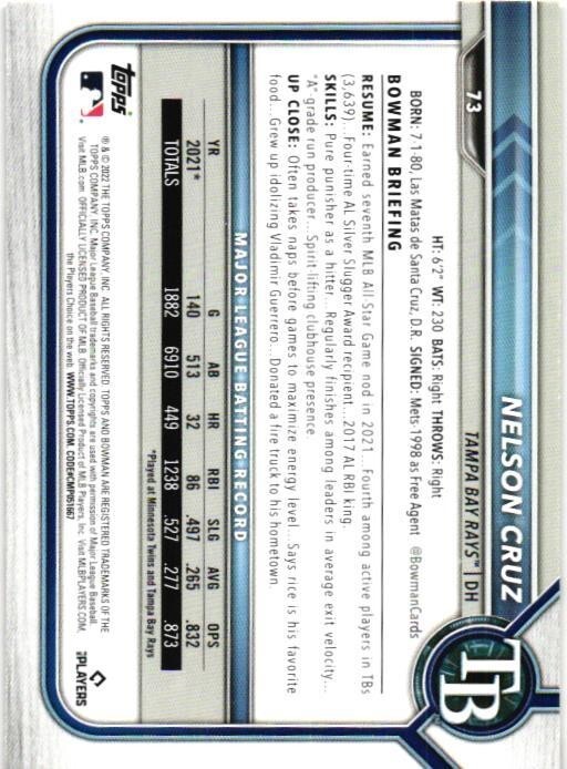 2022 BOWMAN NELSON CRUZ BASEBALL CARD #73 | eBay