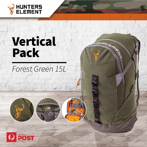 Hunters Element Vertical Pack Forest Green 15l Hunting Backpack Rain ...