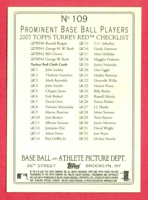 2007 TOPPS TURKEY RED (BB) Derek Jeter "THE CAPTAIN" CHECKLIST CARD ...