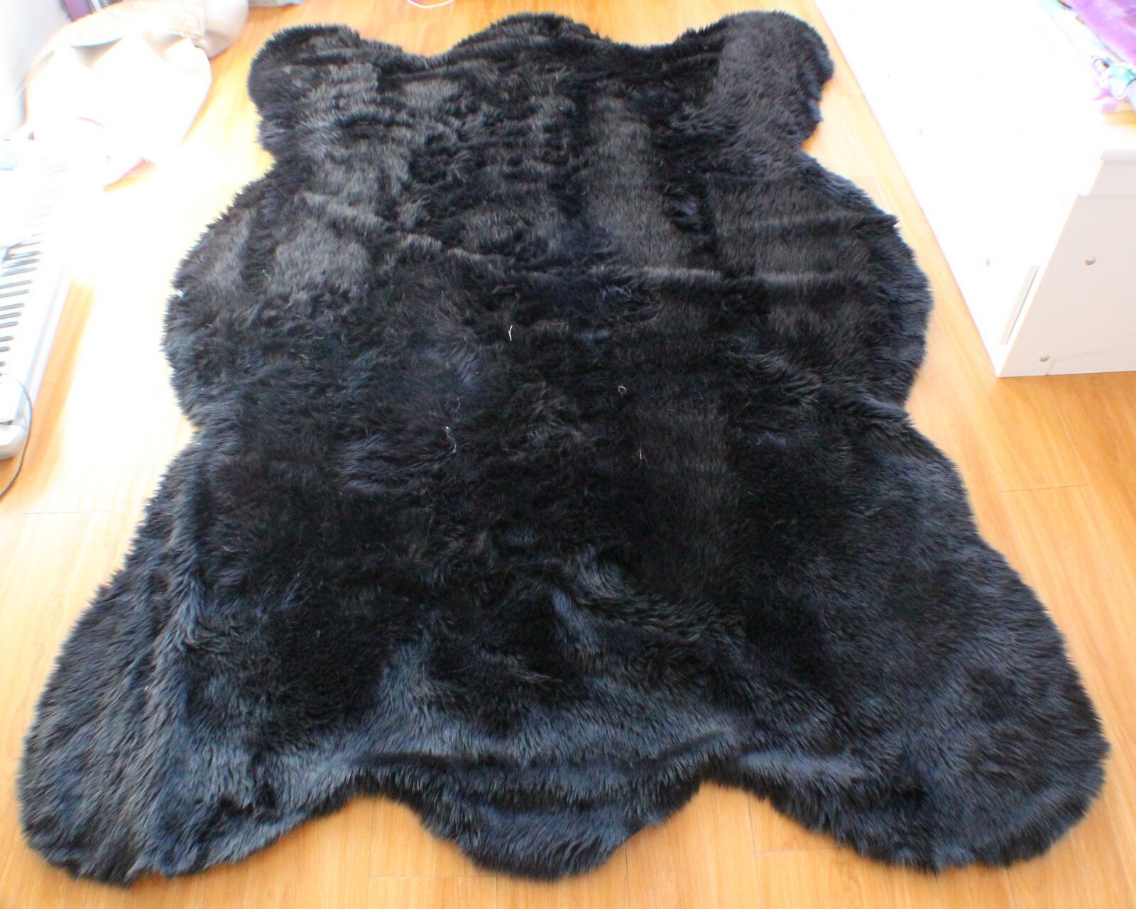 XLarge Black Bearskin Russian Bear Faux Shaggy Fur Rug 5' x 7' | eBay