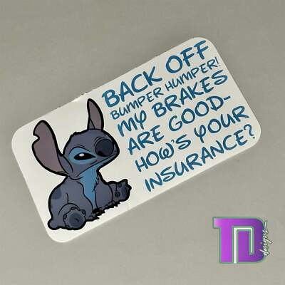 Stitch back off bumper humper decal sticker | eBay Australia