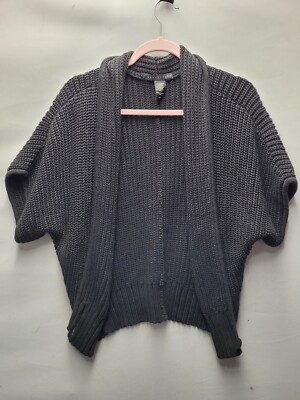 Apostrophe Black Knit Open Cardigan Short Sleeve Cotton Blend Womens XL ...