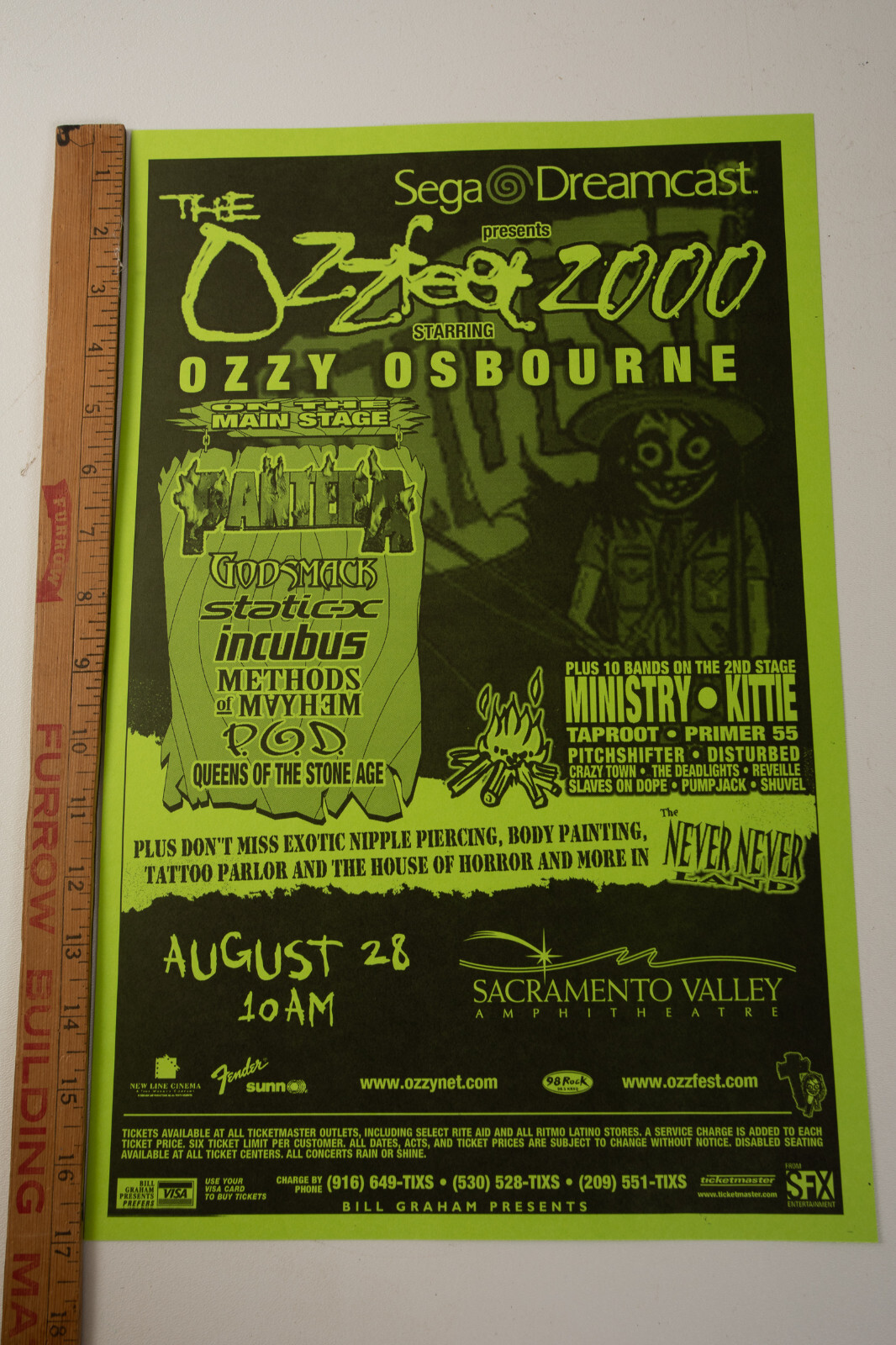 Ozzy Osbourne OzzFest 2000 (M1L) Concert Poster (JSF6) Sacramento ...