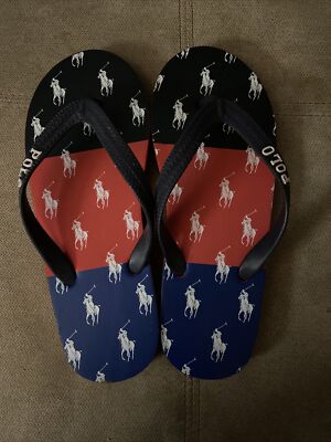 Polo Ralph Lauren Camino Flip Flops Sandals Pony Youth Size 2/3 Black ...