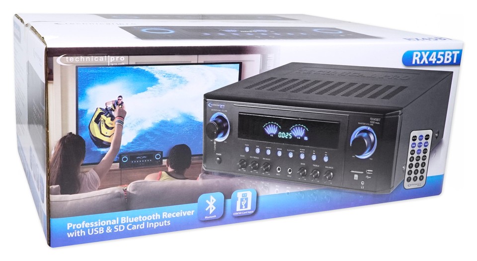 Technical Pro RX45BT Home Theater Receiver, Bluetooth USB/SD+10 Band Eq ...