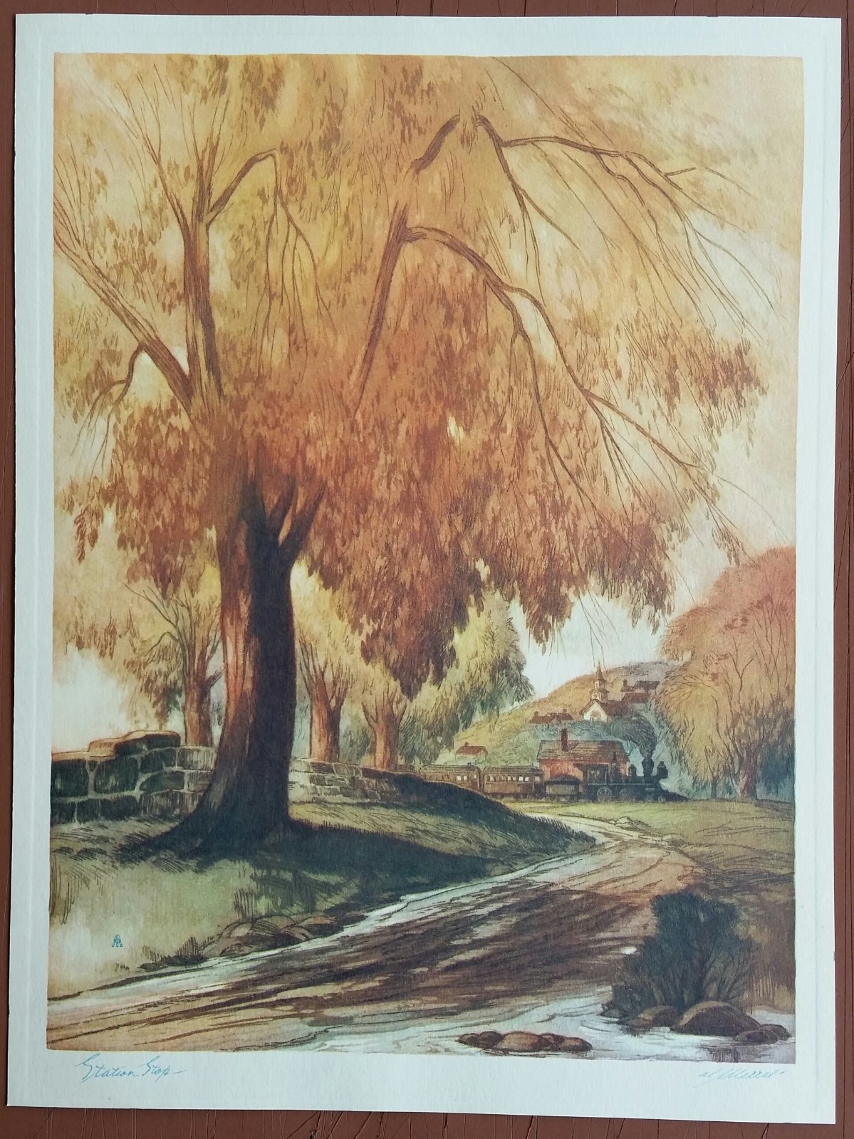 Station Stop Vintage Print by Al Wettel 1940's Best Price! | eBay