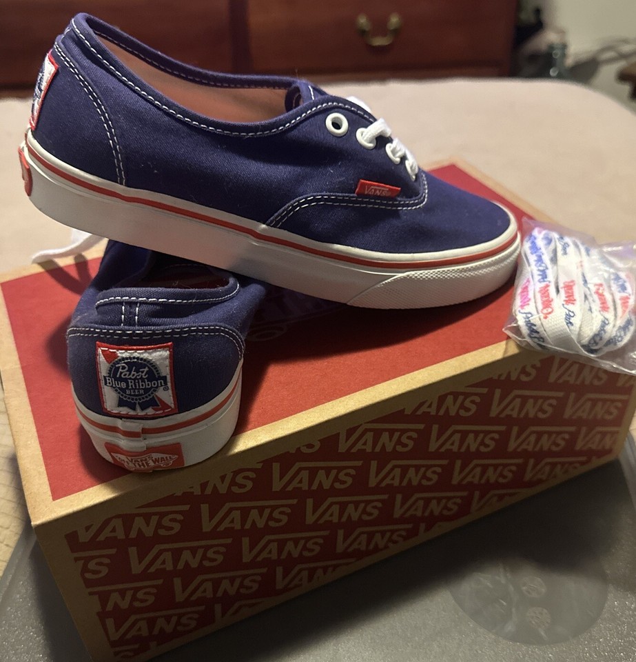 Vans X Pabst Blue Ribbon PBR Beer Limited Red White Blue Shoes W Sz 6 M ...