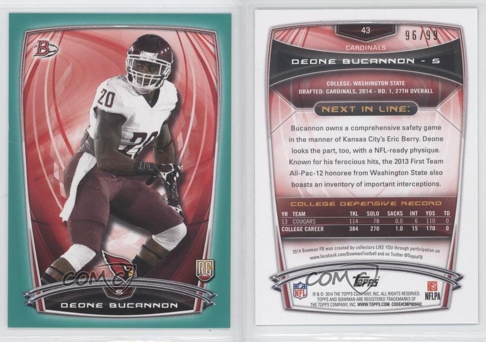 2014 Bowman Rookies Green 96/99 Deone Bucannon #43 jd9 | eBay