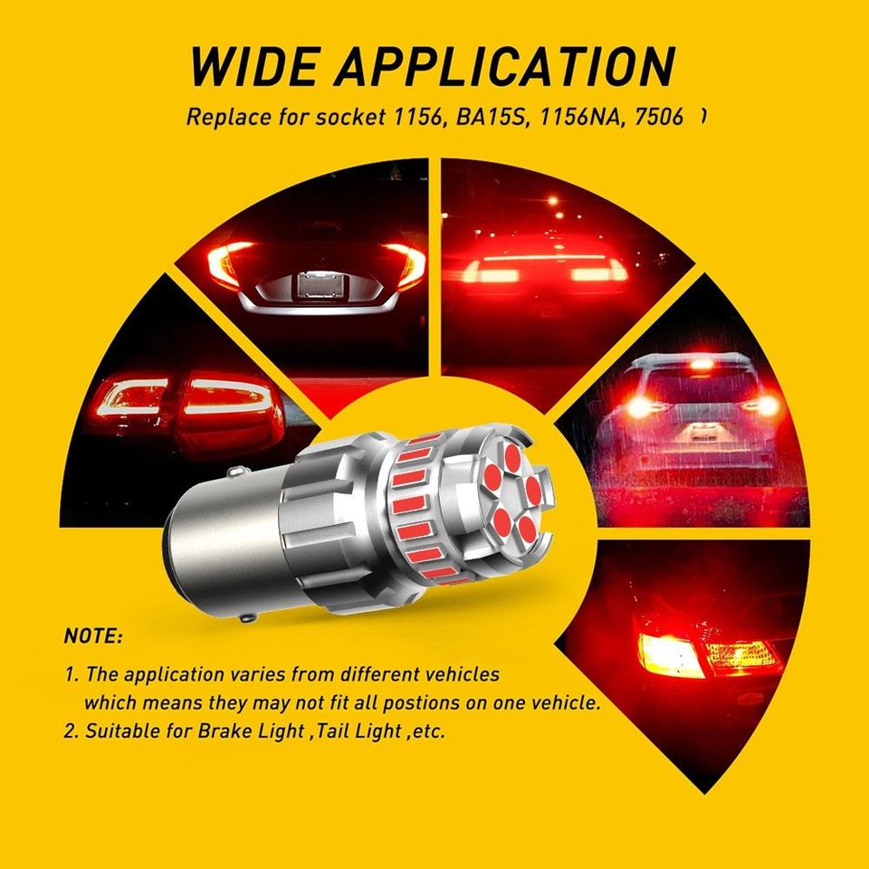 1156 7506 Red LED Brake Stop Tail Light Bulb Error Free For BMW Audi ...