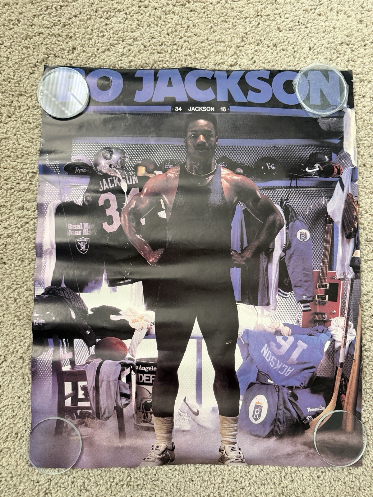 Bo Jackson Original Vintage 80's Black & Blue Poster 19 x 16 | eBay