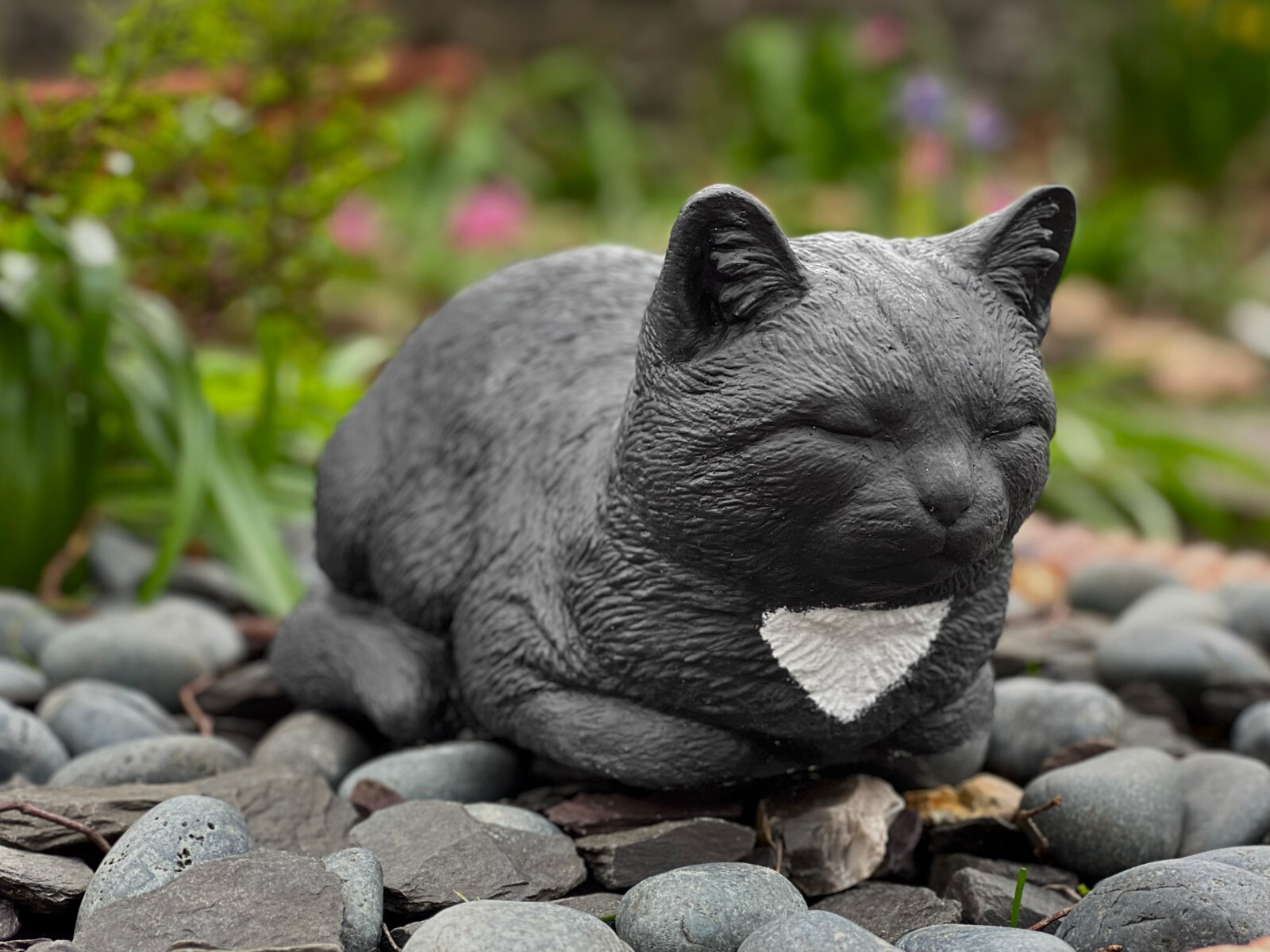 Unigue stone cat statue Sleeping cat figure Concrete cat sculpture Gift ...