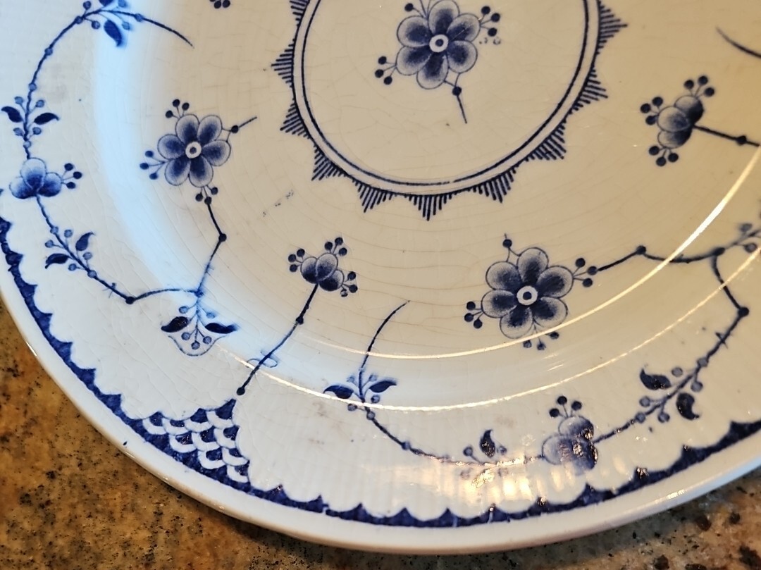 FURNIVAL'S LIMITED 9.5" Plate England C 1915-1929 White w/Blue Flowers ...