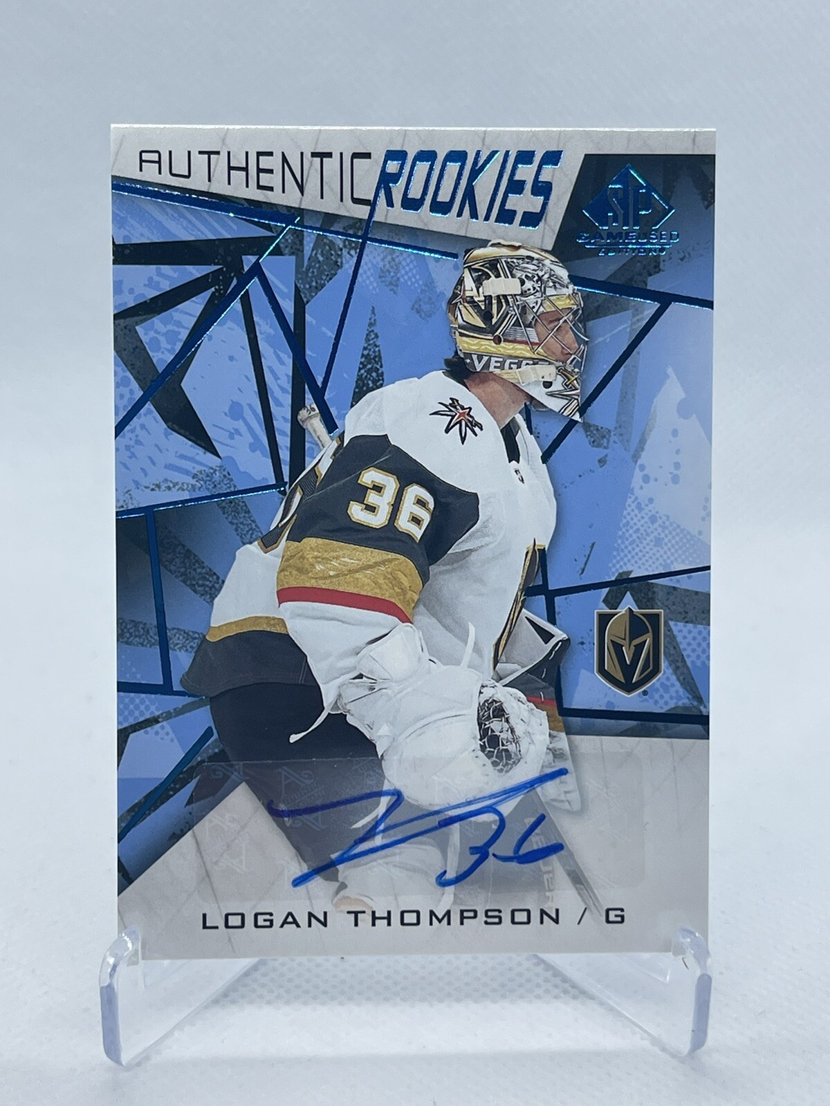 LOGAN THOMPSON 2021-22 UD SP GAME USED HOCKEY AUTHENTIC ROOKIES AUTO RC ...