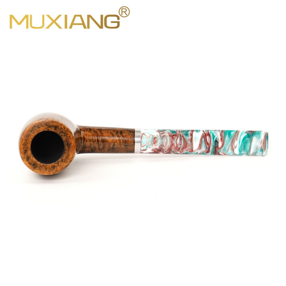 Briar Wooden Tobacco Pipe Billiard Straight Colorful Stem Handmade ...