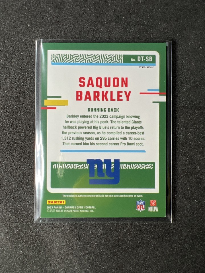 2023 Donruss Optic Saqoun Barkley Blue Threads Jersey Patch Giants #DT ...