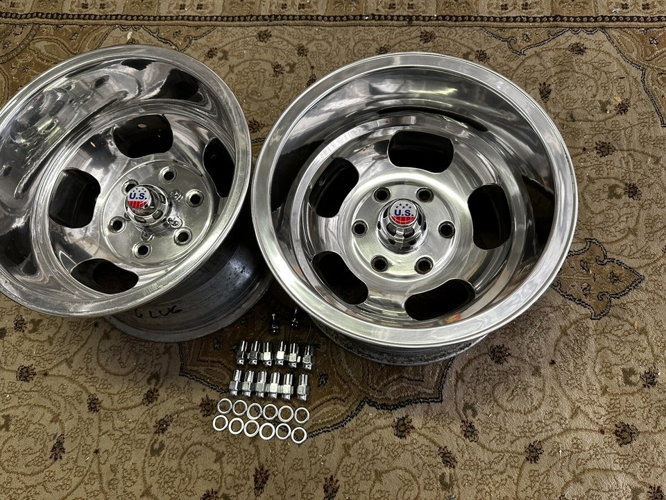 MISMATCHED PAIR OF US INDY SLOT MAGS 15x10 VINTAGE CHEVY 6 LUG C10 ...