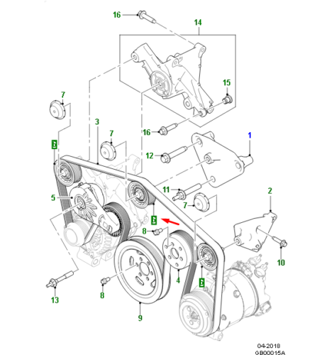 JAGUAR F-PACE X761 Front End Accessory Drive Belt Tensioner C2D46614 ...