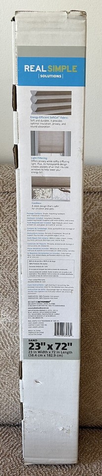 Real Simple Solutions Cordless Roman Cellular Shade 23” X 72” NEW SAND ...