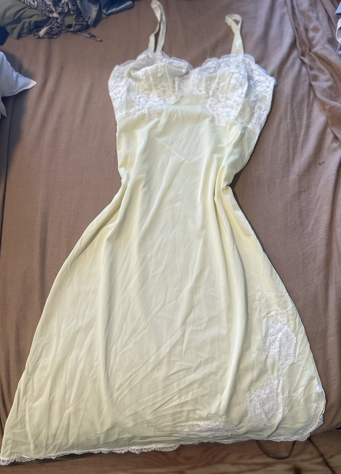 1960 Vintage Gossard Artemis yellow slip dress Linge… - Gem