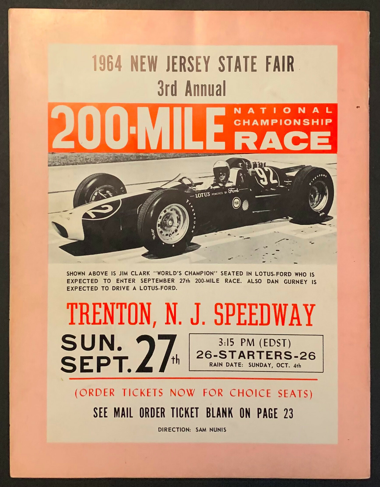 1964 Indy Racing Program Signed Lloyd Rugby 150 Mile USAC Trenton ...