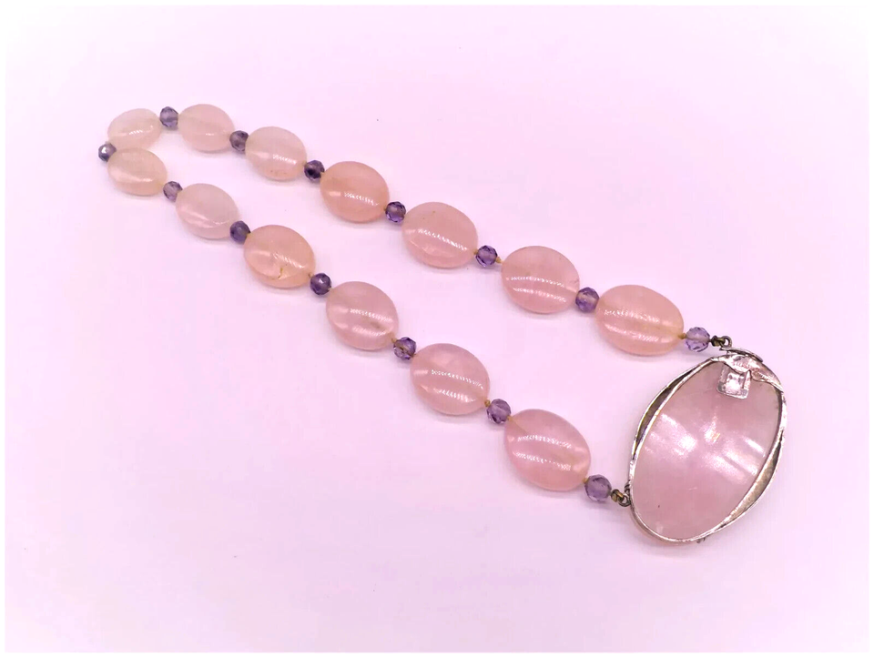Vintage German Art Deco Style Rose Quartz Amethyst Marcasite Sterling ...