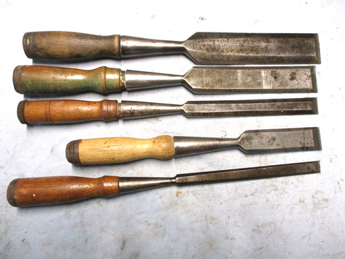 GRADUATED WORKING SET OF 5 BEVEL EDGE SOCKET FIRMER CHISELS - WITHERBY ...