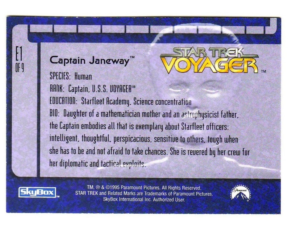 VOYAGER S1 SERIES 2 EMBOSSED CREW CARD E1 CAPTAIN JANEWAY | eBay