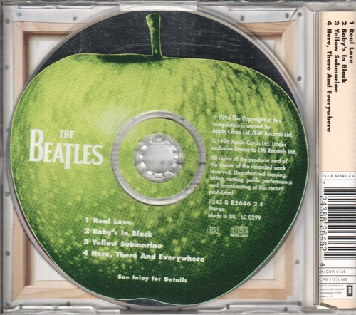Beatles Real Love CD UK Emi 1996 single has info sticker on front of ...