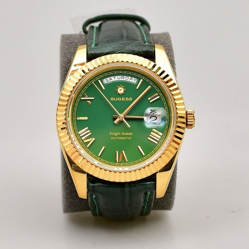 USA SHIPS BEAUTIFUL SUGESS HERITAGE S433 DAY DATE GOLD GREEN HIGH BEAT AUTOMATIC | eBay