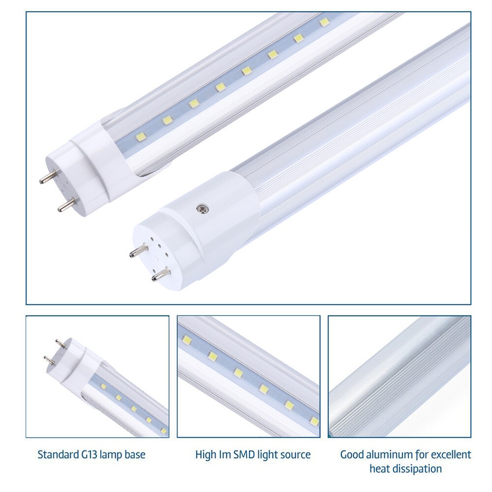 G13 LED Tube 4ft T8 Fluorescent Tube Light Dual-End Power 4Feet LED ...